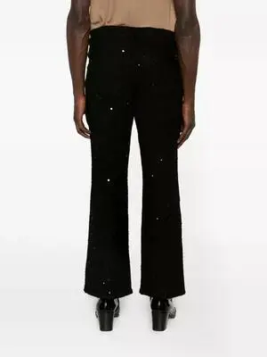 ERNEST W. BAKER Sequin-embellished Bouclé-knit Flare Trousers