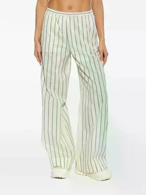 Moncler Striped Cotton And Silk Voile Wide-leg Trousers