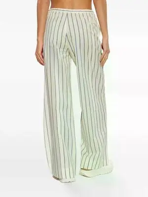 Moncler Striped Cotton And Silk Voile Wide-leg Trousers
