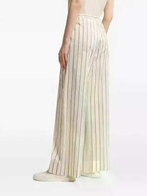 Moncler Striped Cotton And Silk Voile Wide-leg Trousers