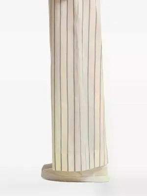 Moncler Striped Cotton And Silk Voile Wide-leg Trousers