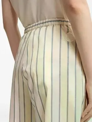 Moncler Striped Cotton And Silk Voile Wide-leg Trousers