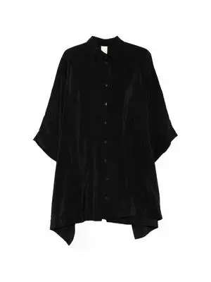 Soh Asymmetric Satin Shirt - Black