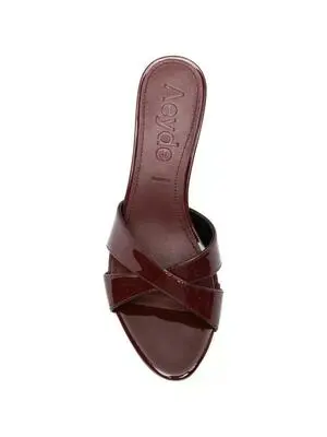 AeydĒ Patent Crossover Kitten Heel Sandals - Red