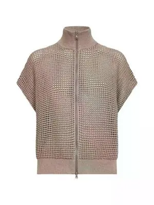 Brunello Cucinelli Sequin-embellished Net-stitch Cardigan - Neutrals