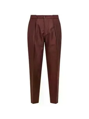 BRIGLIA 1949 Pleated Tapered Trousers - Brown