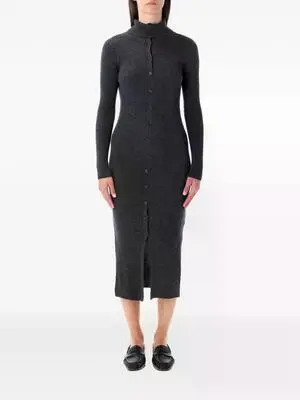 SESSUN Shimalong Ribbed-knit Buttoned Dress