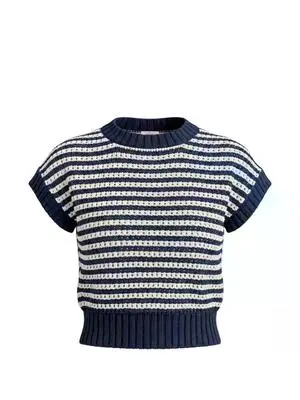 GRAN SASSO Striped Open-knit Top