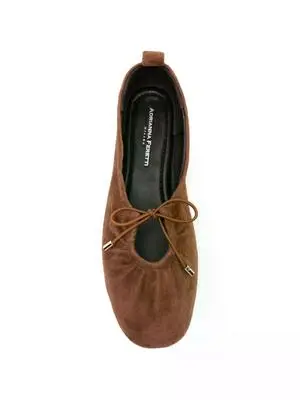 ADRIANNA FERETTI Suede Ballet Flats With Bow Detail - Brown