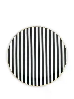 SIMONE GUIDARELLI HOME Souvenirs De Voyage Stripe Gold Edging Charger Plate - Black