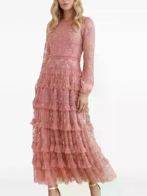 NEEDLE & THREAD Blossom Ruffled Lace Maxi Dress