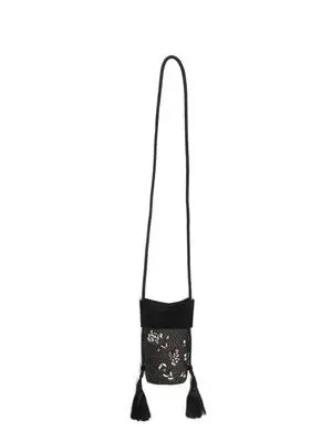 Johanna Ortiz Crystal-embellished Tassel Detail Cross Body Bag - Black