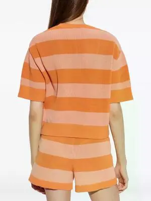 Lacoste Horizontal Stripe Waffle Knit T-shirt