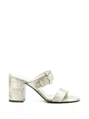 Emporio Armani Snakeskin-effect Buckle-strap Block Heel Sandals