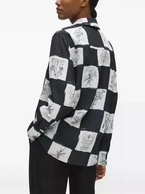 Karl Lagerfeld Checkerboard Sketch-print Shirt - Black