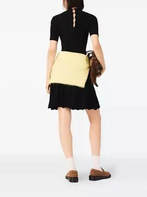 Maje Ribbed Knit High Neck Mini Dress With Clover Fastenings