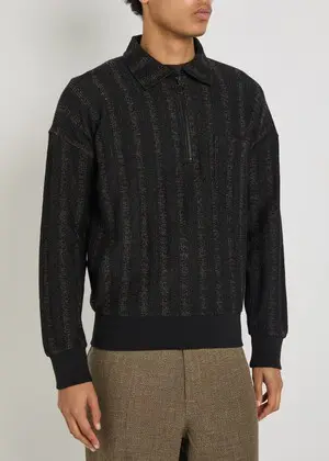 Oliver Spencer Two-tone Zip-neck Polo Jumper