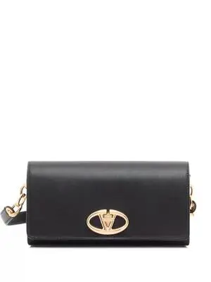 Valentino Garavani Vlogo The Bold Edition Wallet With Shoulder Strap In Nappa Leather - Black