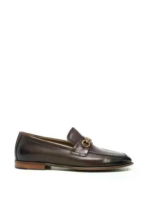 ADRIANNA FERETTI Leather Loafers With Horsebit Detail - Brown