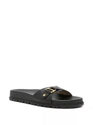 Ralph Lauren Tasha Buckle-detail Slip-on Sandals - Black