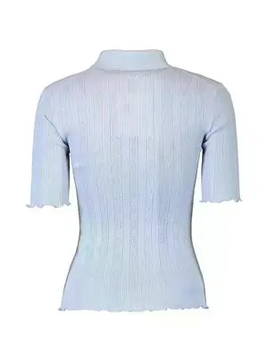Victoria Beckham Short Sleeve Frill Trim Polo Top