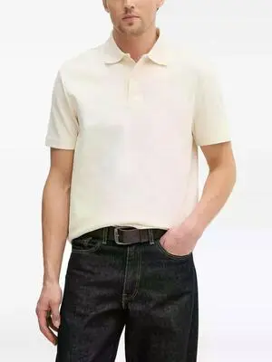 Guess Ribbed-trim Piqué Polo Shirt - Neutrals