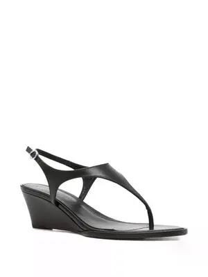 AeydĒ Leather Wedge Sandals - Black