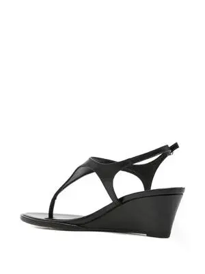AeydĒ Leather Wedge Sandals - Black