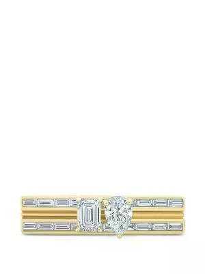 Loraida Blade Emerald And Pear-shaped Diamond Ring In 18k Yellow - Gold