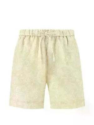 Paul & Shark Paisley Print Linen Shorts - Neutrals