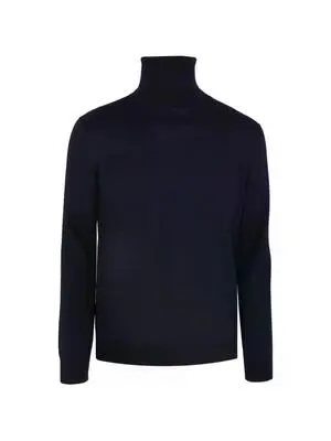 Luciano Barbera Fine Knit Wool Roll Neck Sweater - Blue