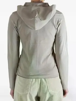 AMOMENTO Fine Knit Quarter-zip Hooded Sweater