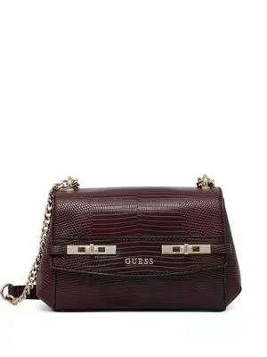 Guess Melinda Mini Lizard-effect Crossbody Bag - Red