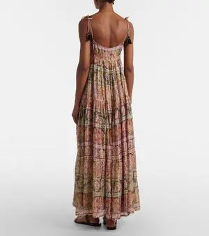 Rixo Kamilah Floral Lame Maxi Dress - Multicoloured
