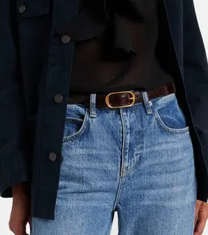 NILI LOTAN Reine Leather And Suede Belt - Brown