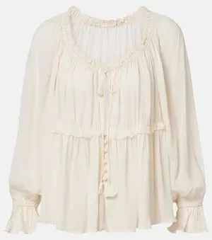 Poupette St Barth Moon Ruffled Blouse - White