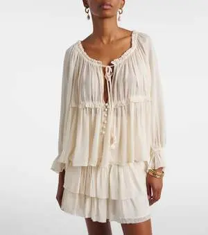 Poupette St Barth Moon Ruffled Blouse - White
