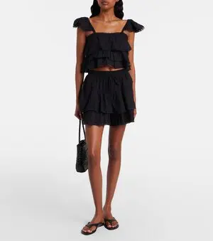Poupette St Barth Thia Crochet-trimmed Cotton Shorts