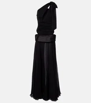 THE NEW ARRIVALS ILKYAZ OZEL Cutout One-shoulder Gown - Black