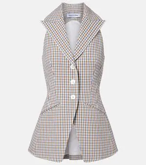 Veronica Beard Gingham Cotton Seersucker Vest - Multicoloured