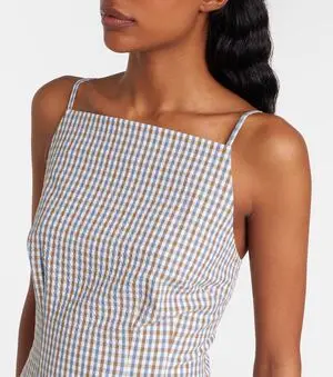 Veronica Beard Gingham Cotton Seersucker Mini Dress