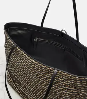 THE ROW Beau Large Raffia And Leather Tote Bag - Black
