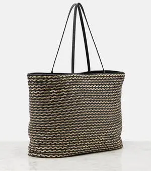 THE ROW Beau Large Raffia And Leather Tote Bag - Black