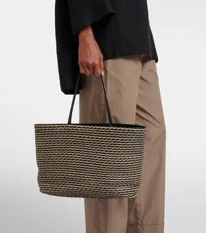 THE ROW Beau Large Raffia And Leather Tote Bag - Black