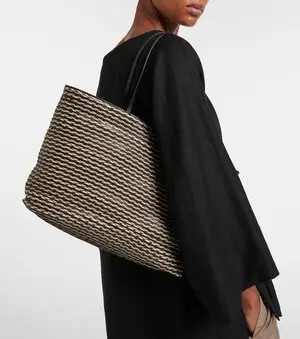 THE ROW Beau Large Raffia And Leather Tote Bag - Black