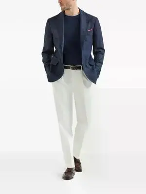 Brunello Cucinelli Wool, Silk And Linen Prince Of Wales Deconstructed Blazer - Blue