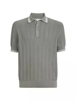 Brunello Cucinelli Cotton Textured Rib Knit Polo