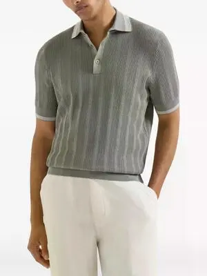 Brunello Cucinelli Cotton Textured Rib Knit Polo