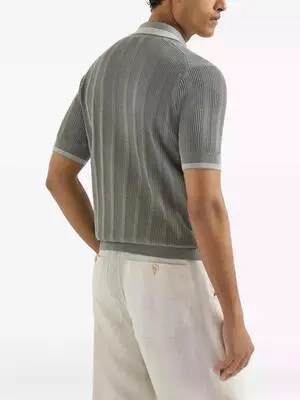 Brunello Cucinelli Cotton Textured Rib Knit Polo