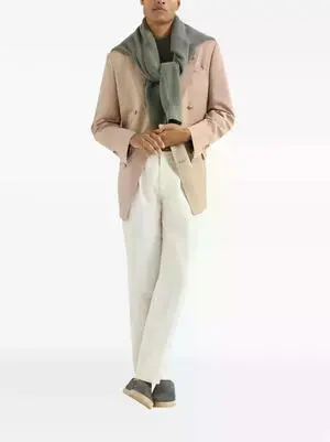 Brunello Cucinelli Pleated Cotton And Linen Canvas Trousers